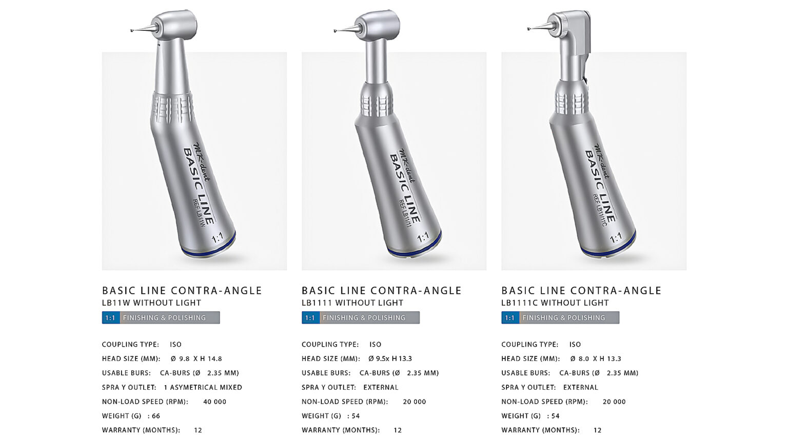 MK-DENT HANDPIECES BASIC LINE CONTRA-ANGLES - Dental Vision